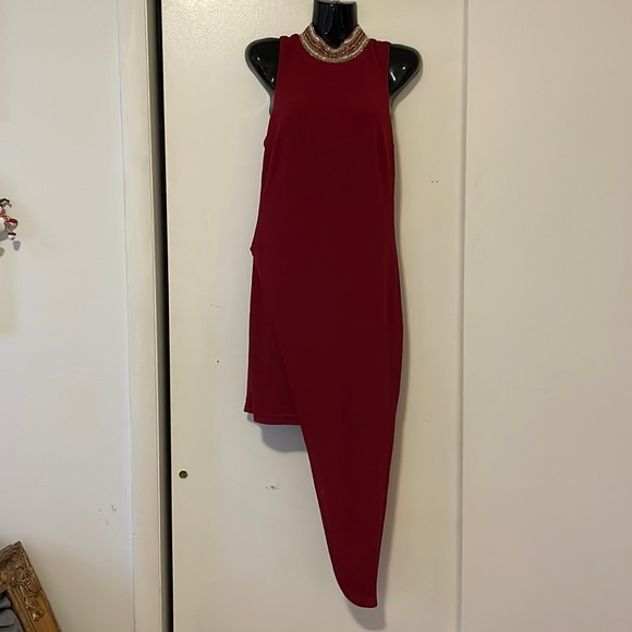 bebe | Dresses | Bebe Red Halter Dress Midi | Poshmark